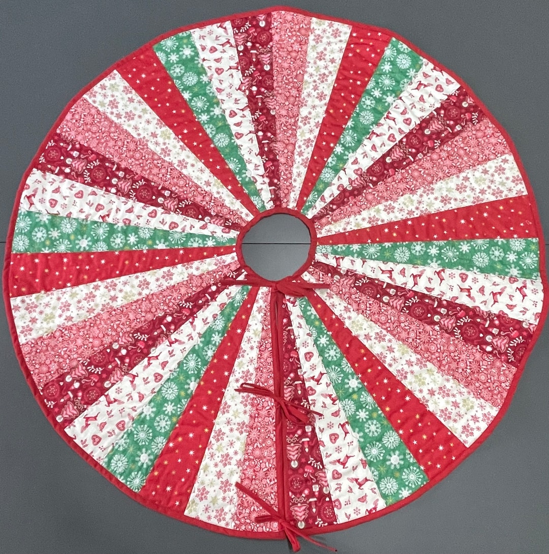 Christmas Tree Skirt Handmade Quilted Cotton Traditional - Etsy