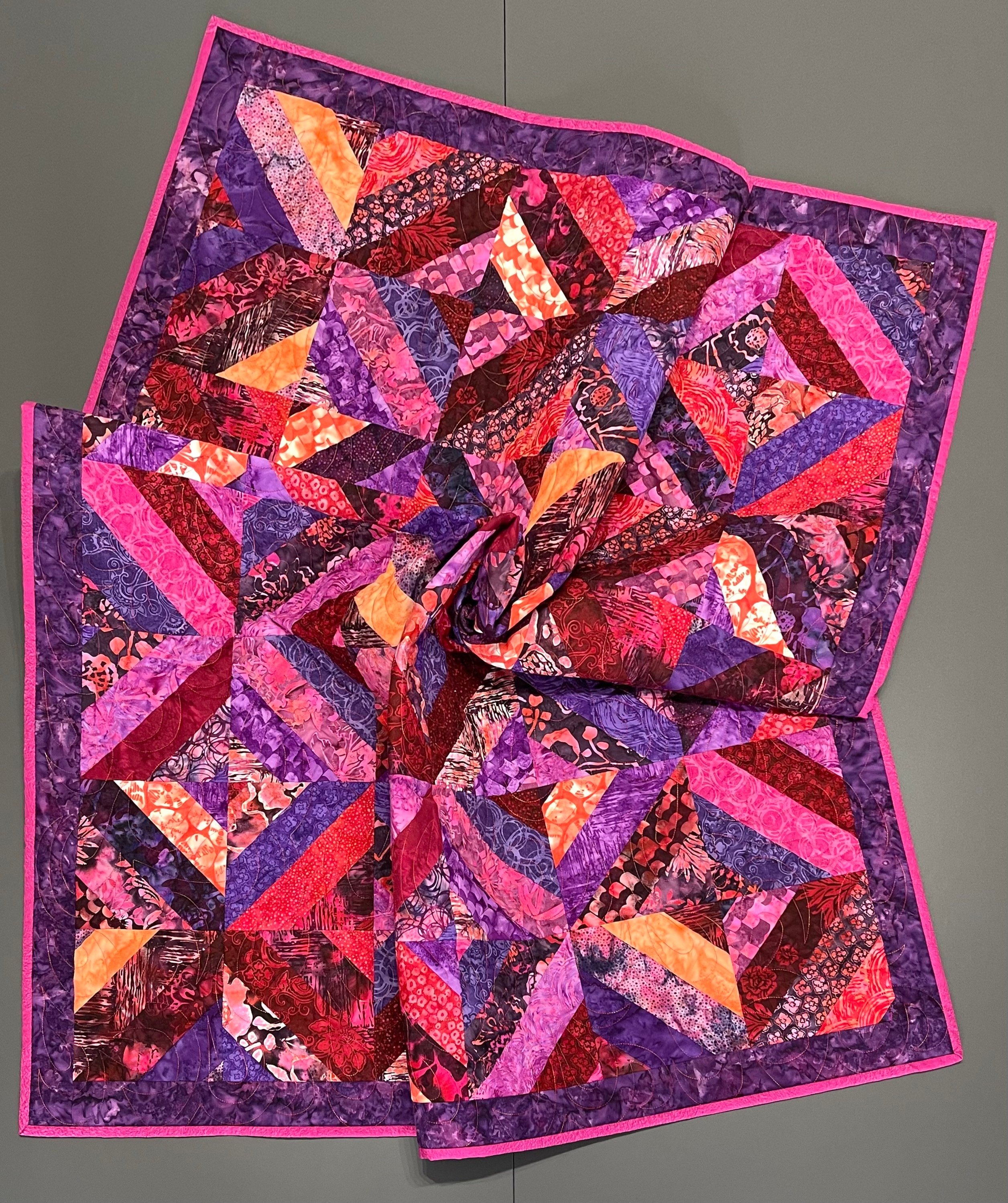 Patchwork Quilt Colourful Batiks Purple Pink Red Orange - Etsy