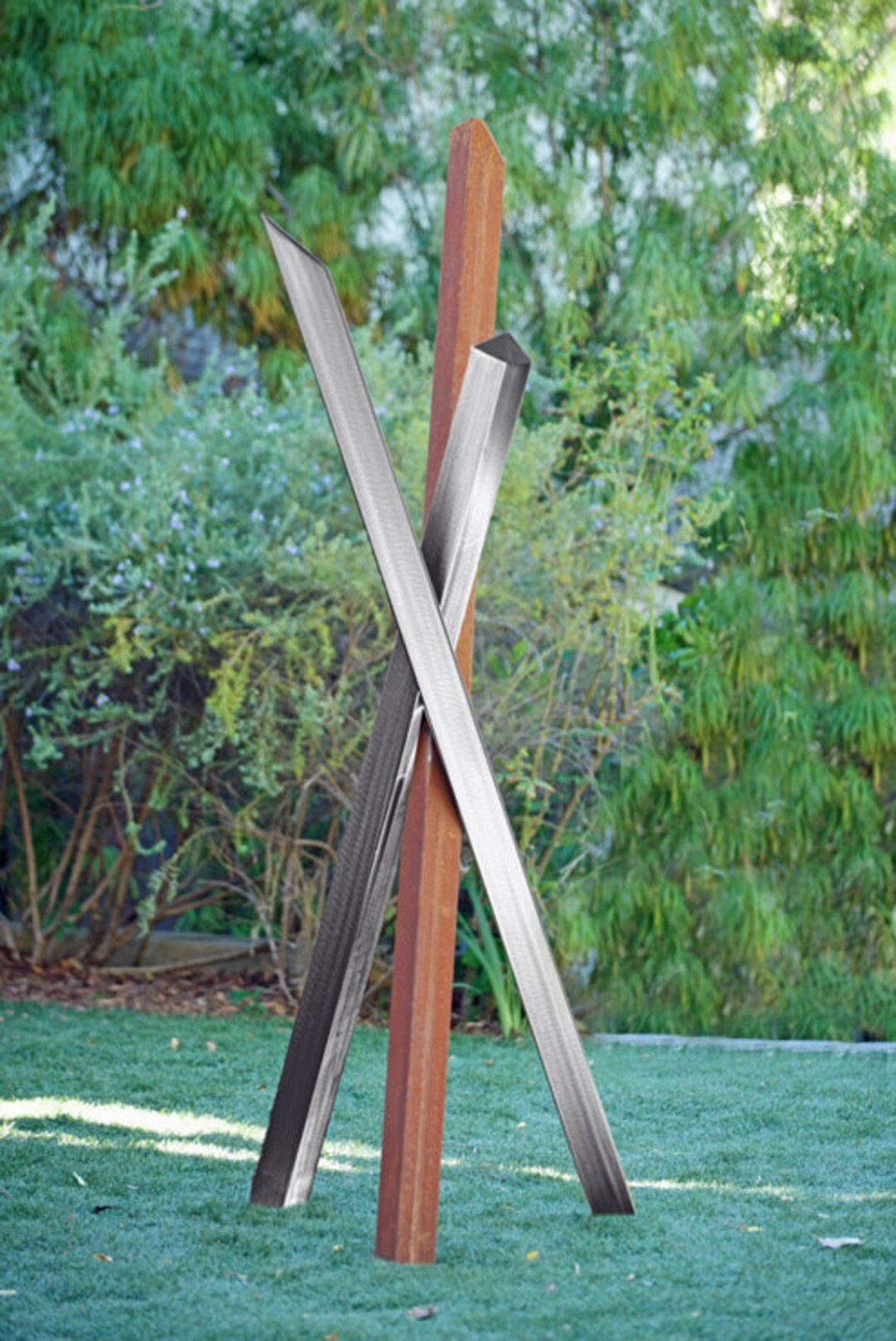 Modern Outdoor Sculpture "egress" Stainless Steel, Weathered Steel - Etsy