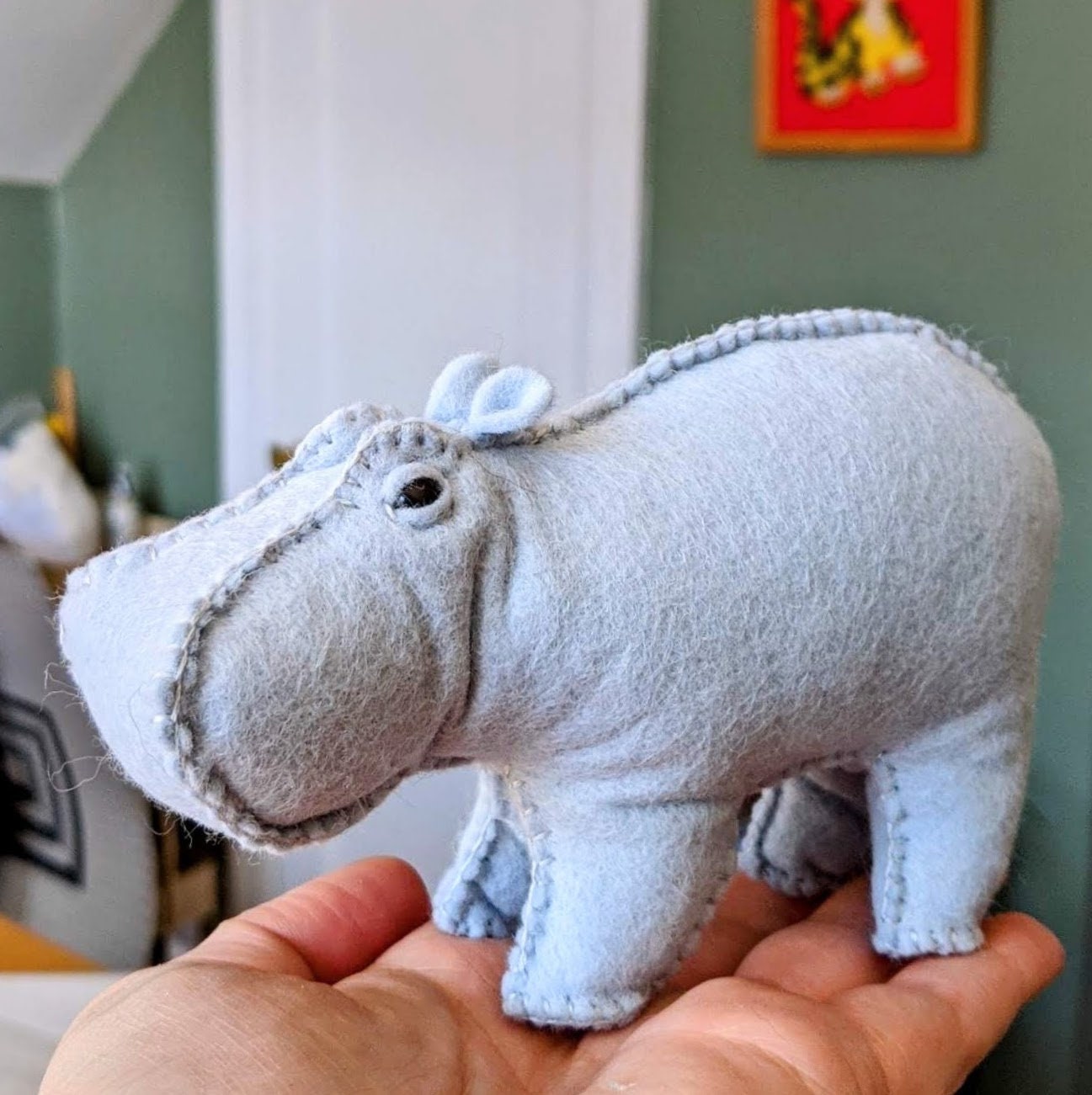 DIY Felt Hand Stitching Kit House Hippo - Etsy
