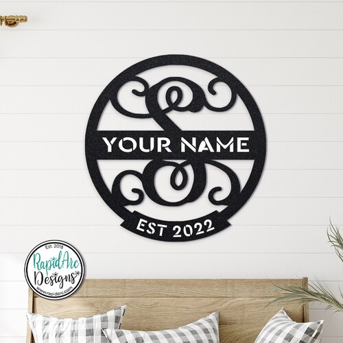 Personalized Family Name Metal Sign Metal Monogram Sign Last - Etsy
