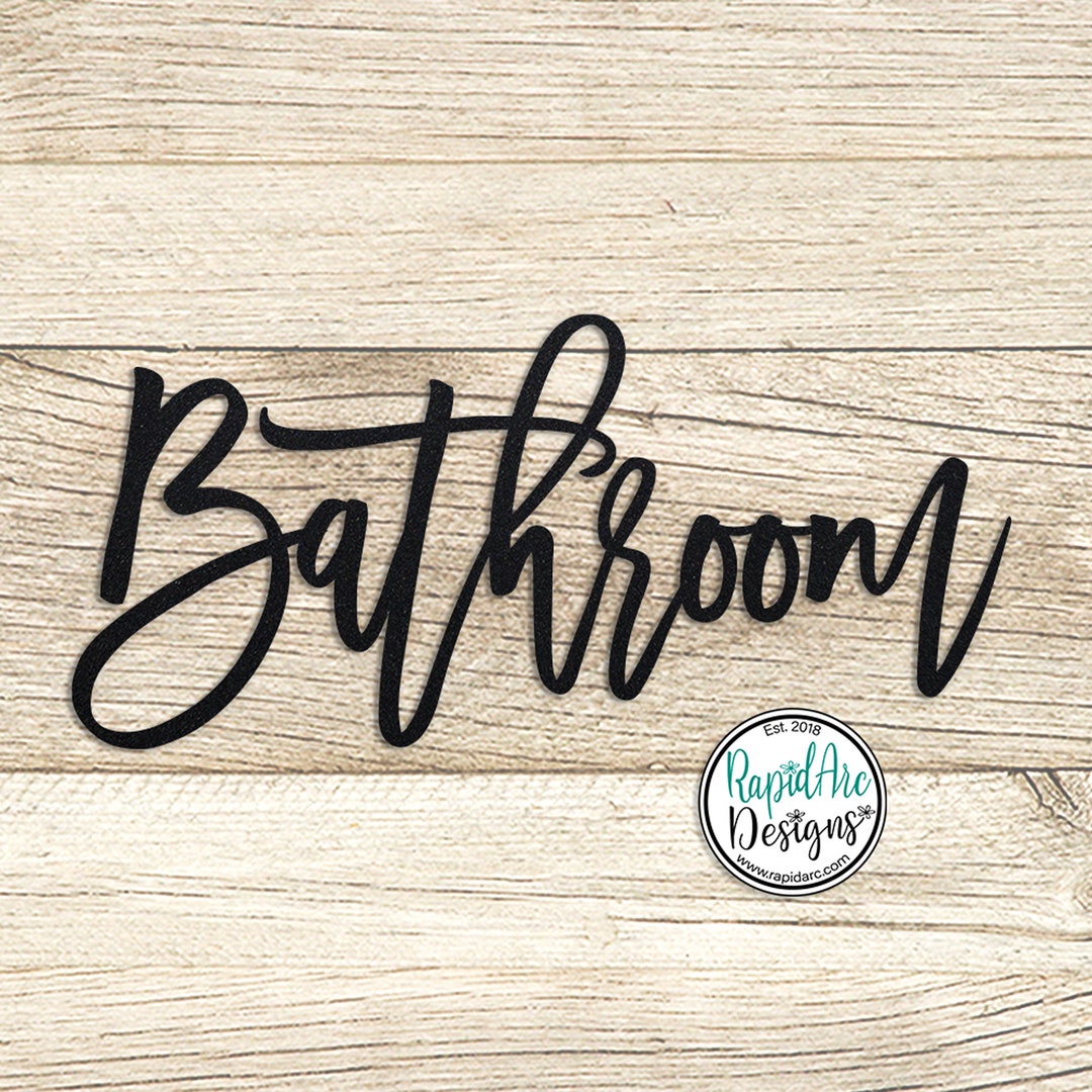 Bathroom Metal Word | Script Font Bathroom Sign | Bathroom Wall Decor ...