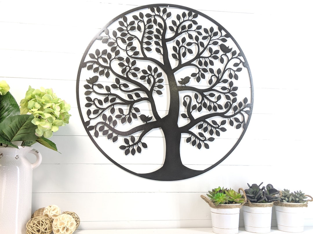 Tree of Life With BIRDS Metal Wall Hanging Family Tree Custom Metal Art ...