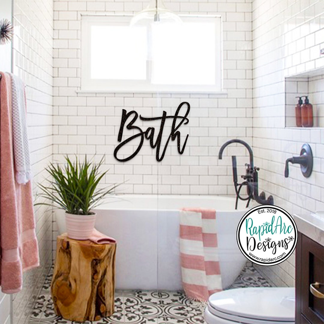 Bath Metal Word | Bath Sign | Powder Room Decor | Bath Decor | Restroom ...
