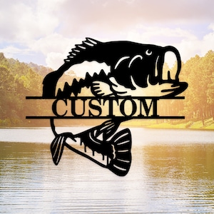 Personalized BASS Name Sign | Custom Name Sign | Metal Fishing Sign ...