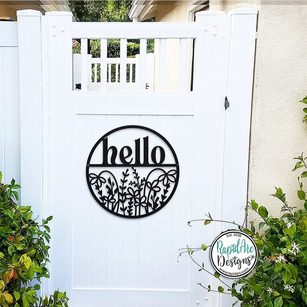 Wildflowers "hello" Metal Sign | Hello Sign | Front Door Sign | Patio ...