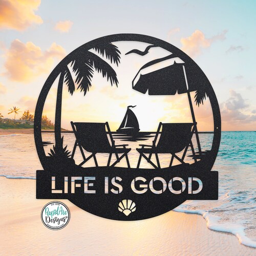 Custom BEACH SCENE Campfire Monogram Personalized Metal Name - Etsy