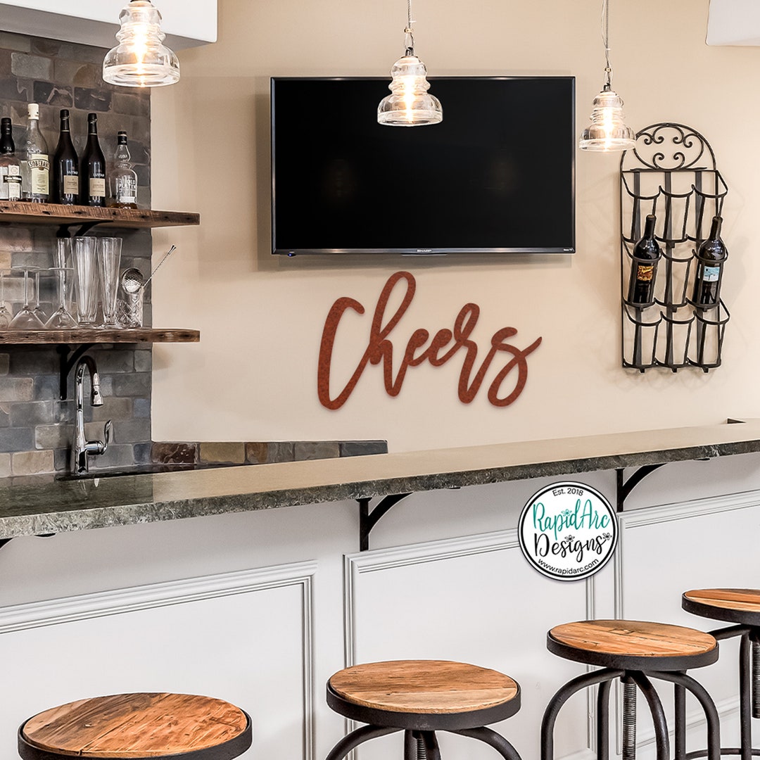 Cheers Metal Word | Home Bar Wall Decor | Bar Sign | Cheers Wall Art ...