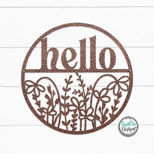 Wildflowers "hello" Metal Sign | Hello Sign | Front Door Sign | Patio ...