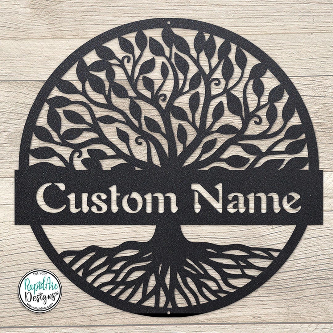 FAMILY ROOTS Tree of Life Name Sign | Personalized Garden Decor ...