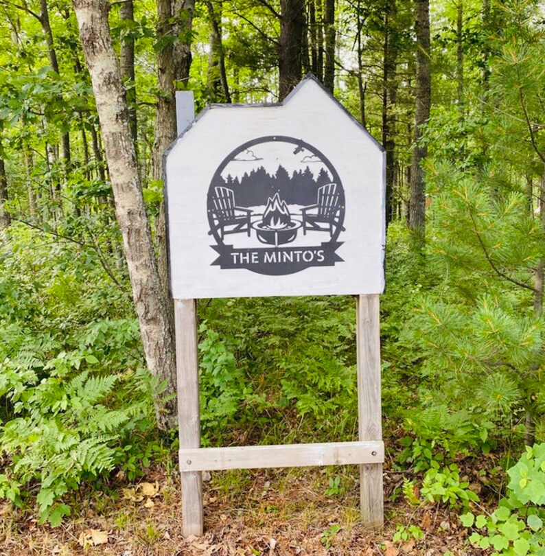 Campsite Monogram FOREST SCENE | Last Name Sign | Personalized Gift ...