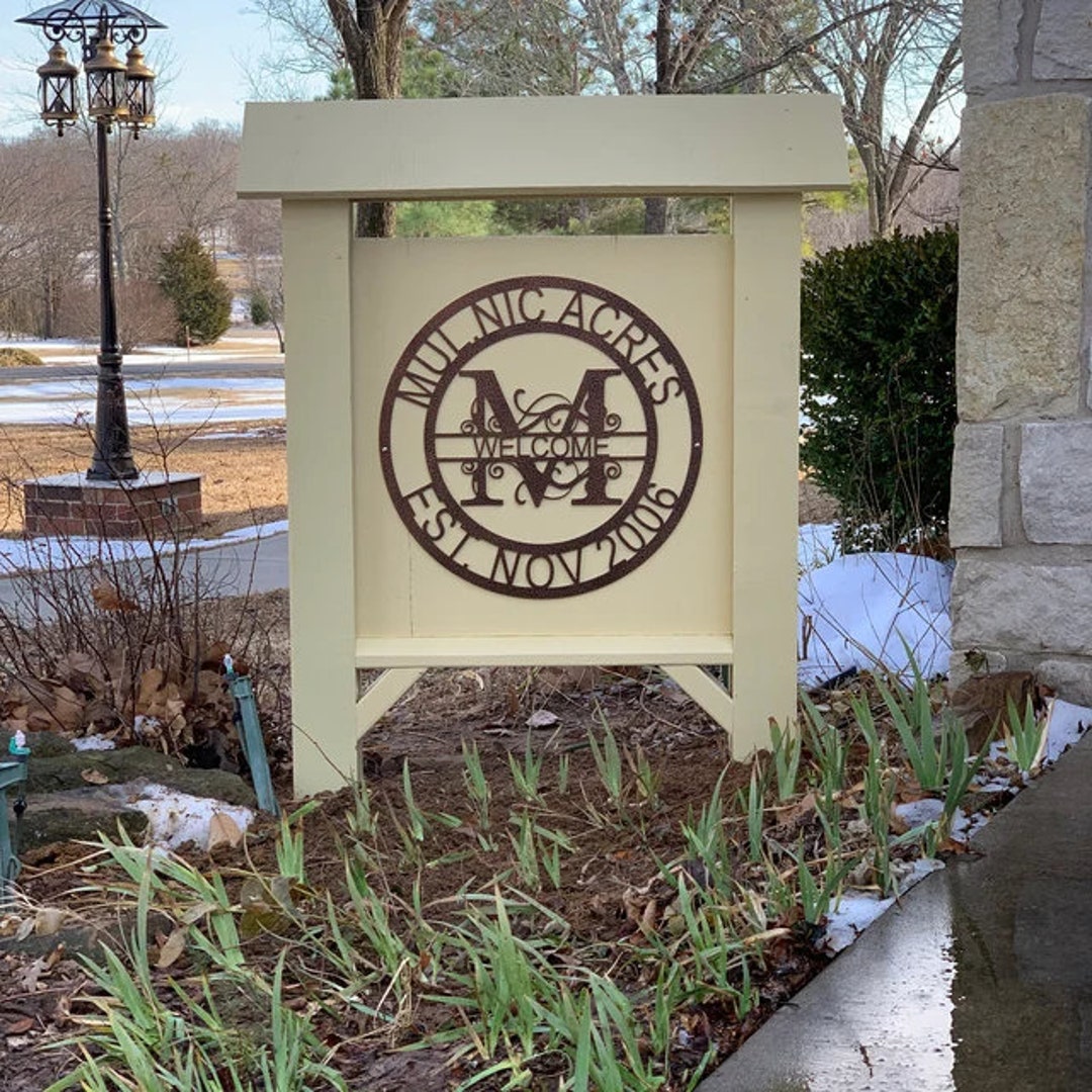 Metal Monogram House Number Sign With Street Name | Custom Last Name ...