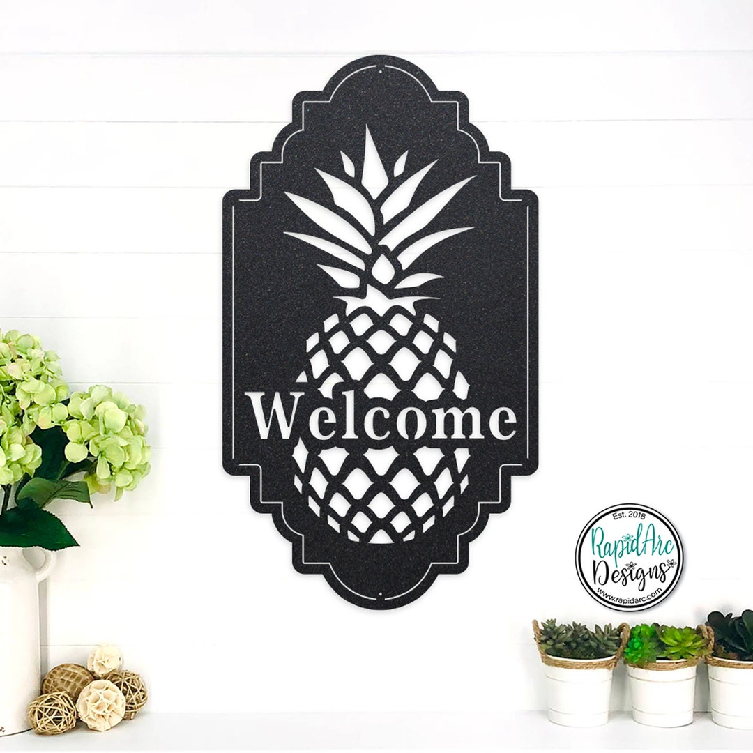 PINEAPPLE Welcome Sign | Patio Decor | Porch Sign | Outdoor Decor ...