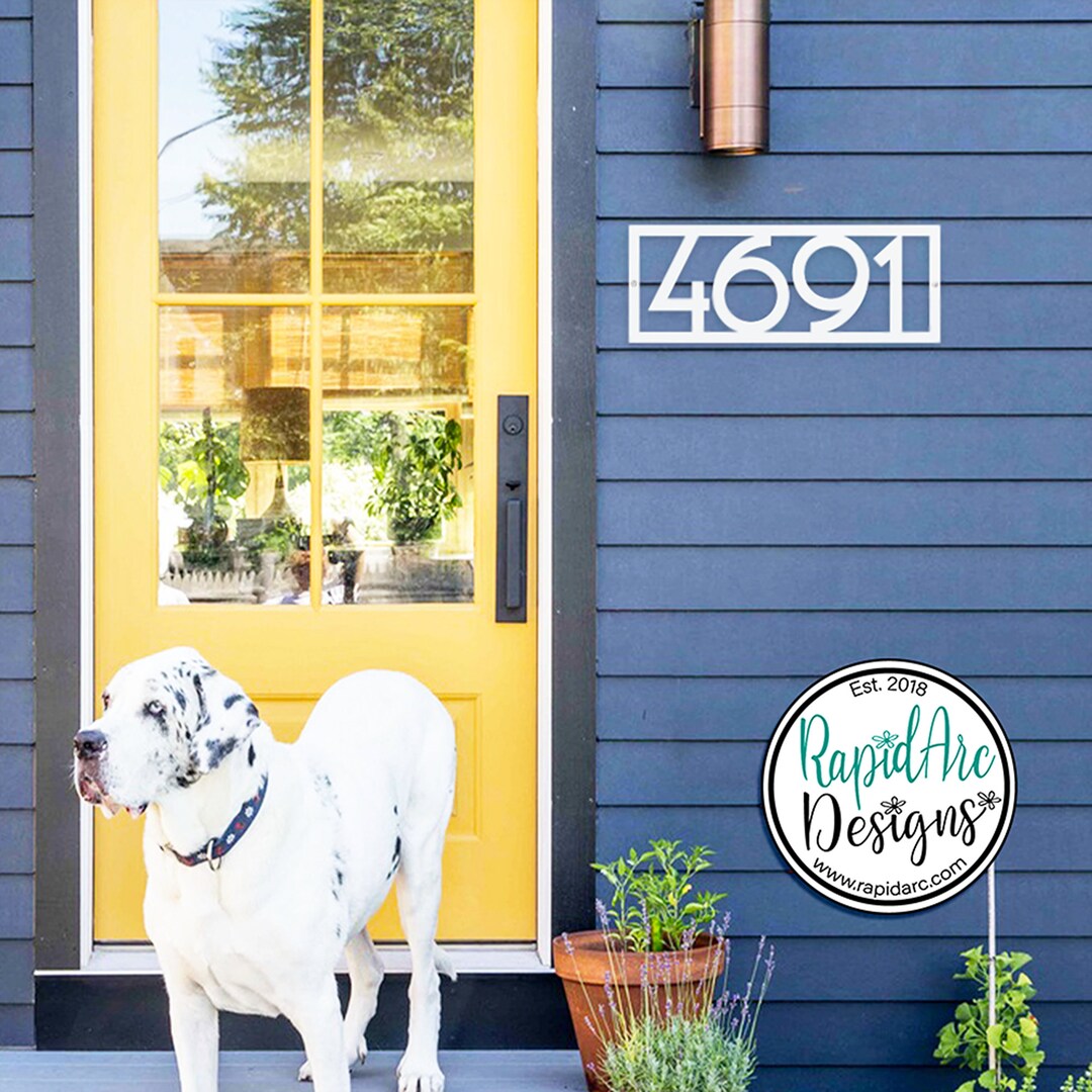 Mid Century Modern FRAMED Horizontal House Number Sign | Metal Address ...