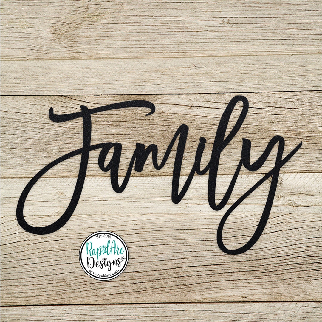 Family Metal Word | Family Sign | Family Room Decor | Script Cursive ...