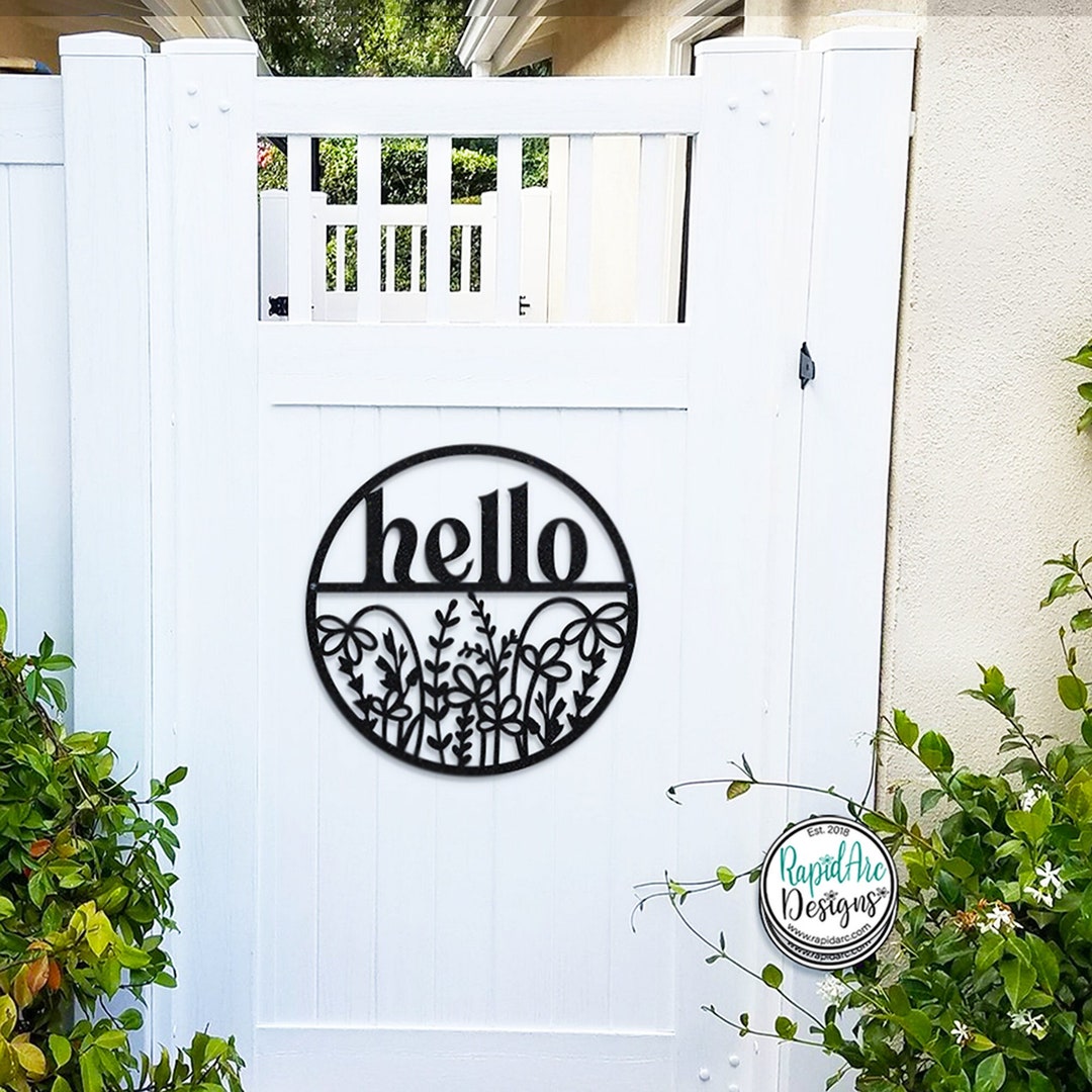 Wildflowers hello Metal Sign Hello Sign Entryway Decor Front Door Sign ...
