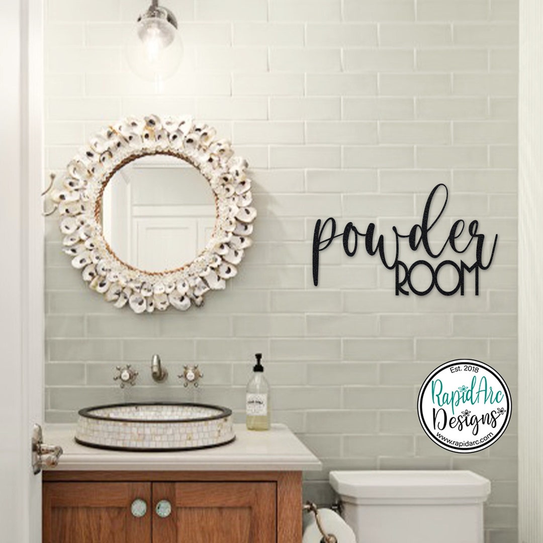 Powder Room Metal Wall Hanging | Bathroom Decor | Metal Word Sign ...