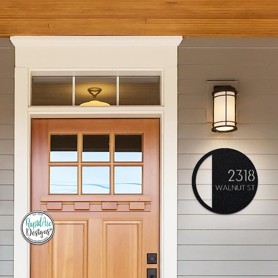 Round Metal Modern Deco Address Sign Custom House Number - Etsy