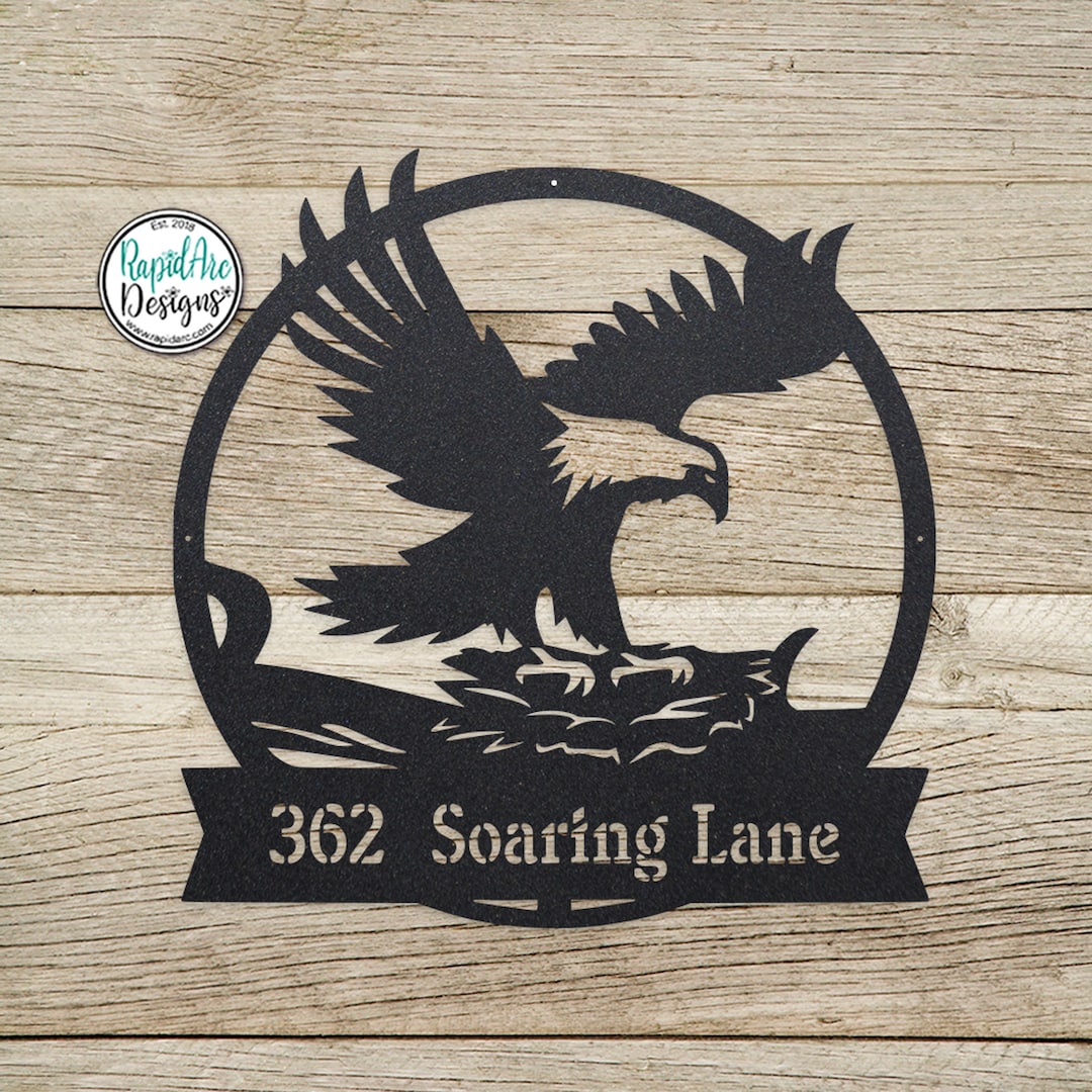 Eagle Nest Monogram Metal Sign | Custom Address, Outdoor Decor - Etsy