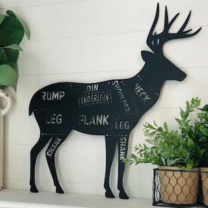 DEER CUTS Metal Wall Sign| Butcher Shop Chart | Deer Processing Sign ...