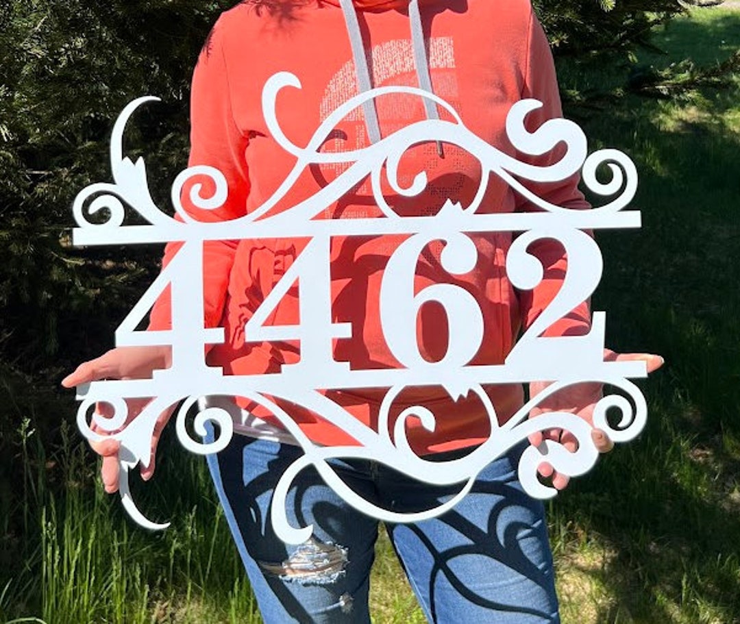 Flourished Metal Address Sign Address Plaque Front Door Sign Home ...