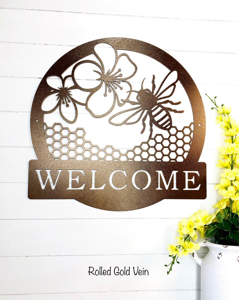 Customizable BEE Welcome Metal Sign Bee Keeper Porch Patio - Etsy