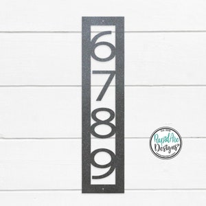 Modern Vertical House Number Sign | Modern Nouveau Font Metal Address ...