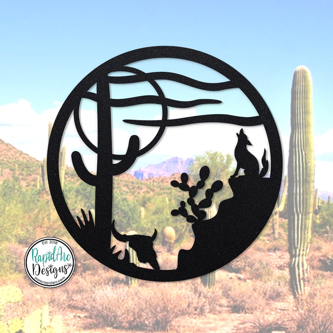 Southwestern Desert Scene Wall Hanging | Metal Desert Scene Sign ...