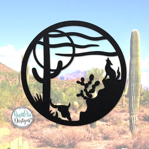 Southwestern Desert Scene Wall Hanging | Metal Desert Scene Sign ...