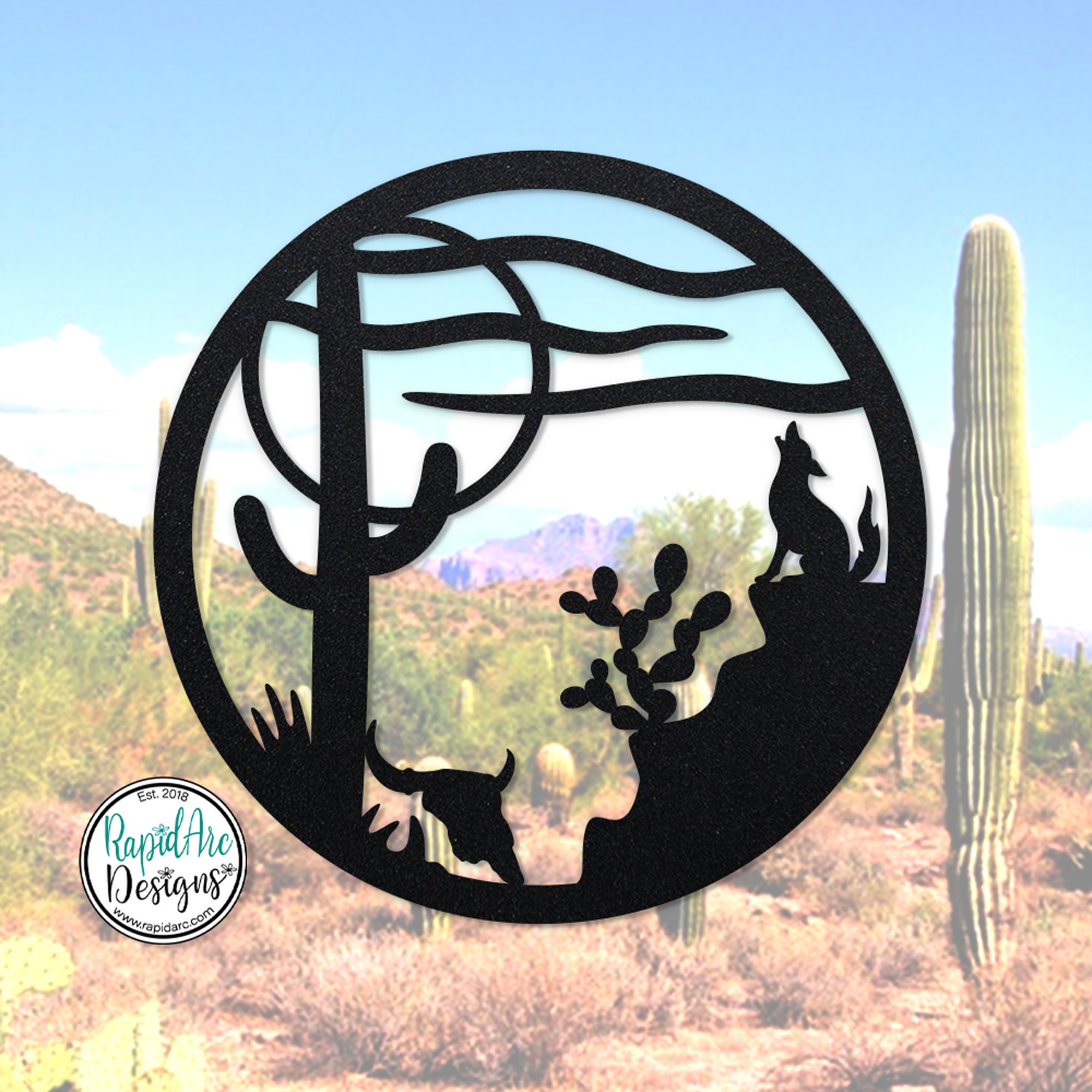Southwestern Desert Scene Wall Hanging | Metal Desert Scene Sign ...