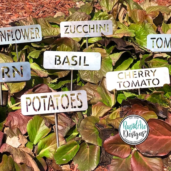 Metal Garden Row Marker Sign Customizable Vegetable and Herb - Etsy