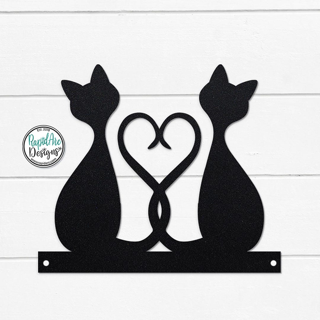 Metal Cat Tail Heart Sign | Cat Decor for Home | Metal Cat Sign | Cat ...