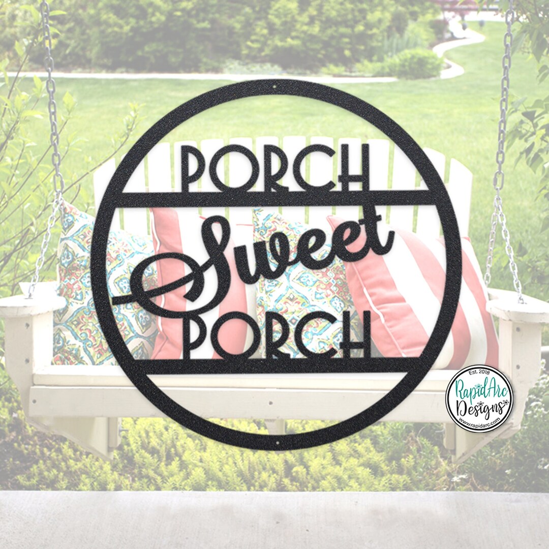 PORCH Sweet PORCH Round Metal Sign | Door Hanger | Custom Metal Sign ...