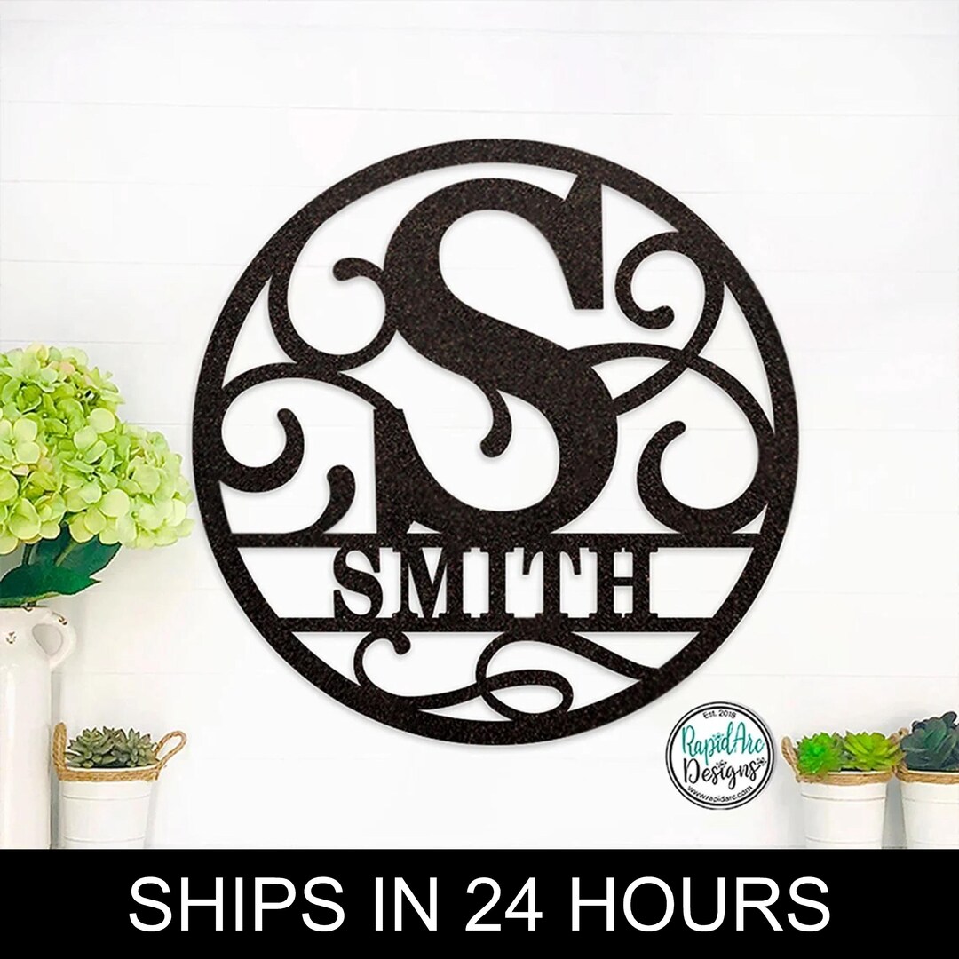 Personalized Metal Monogram Name Sign Custom Family Name Sign Monogram ...