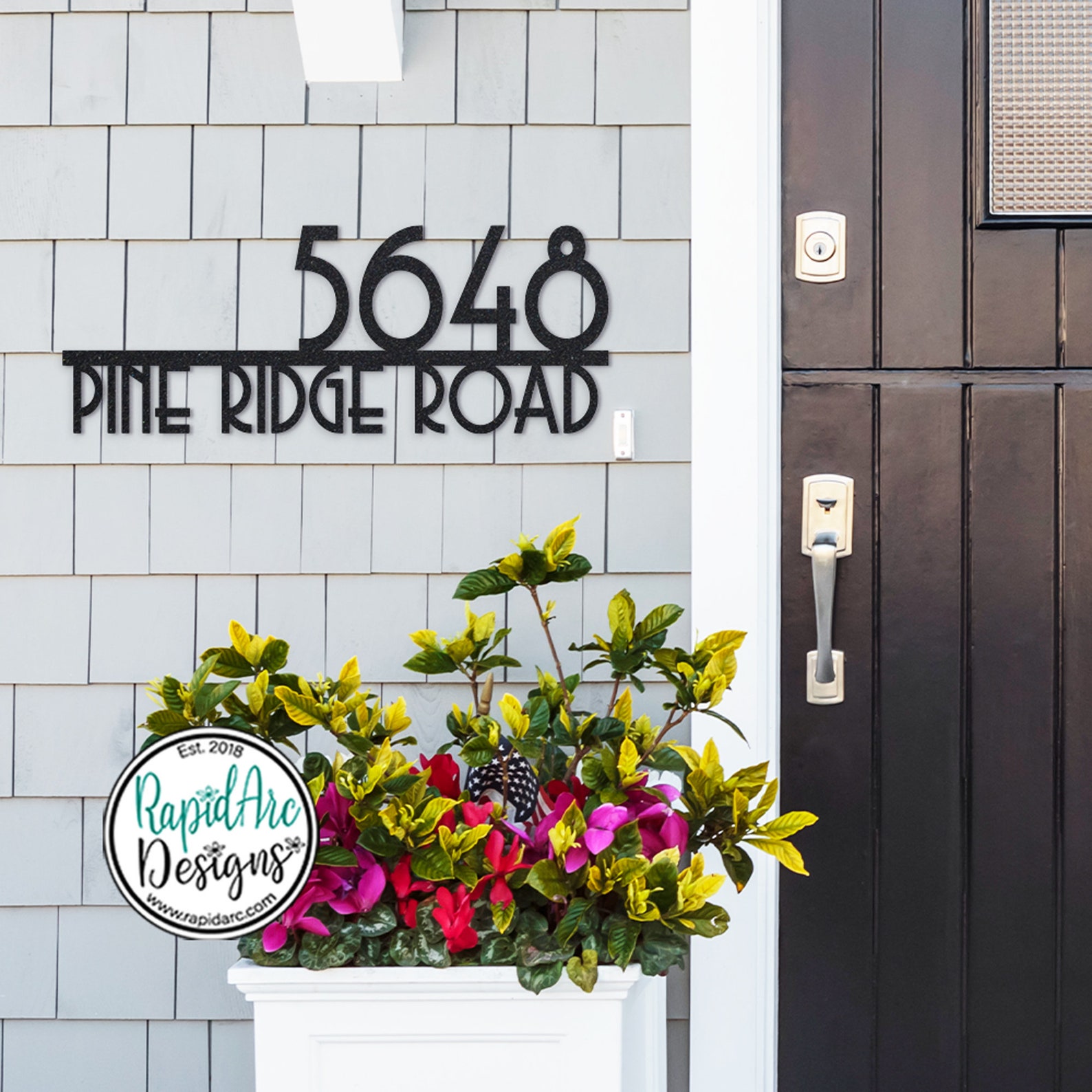 Mid Century Modern Metal House Number Sign Address Sign With Street ...