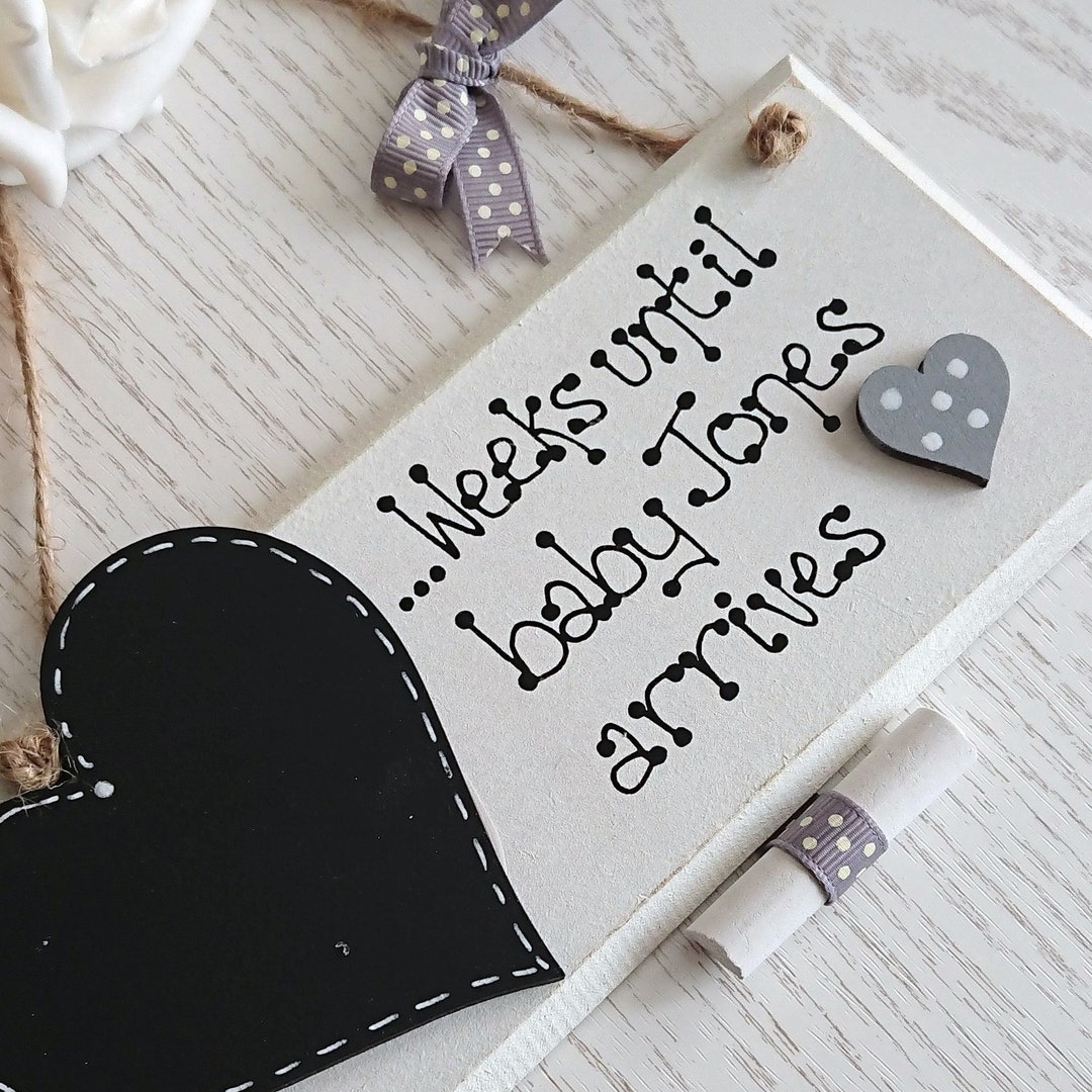 Baby Countdown Plaque ~ Personalised ~ Countdown to Baby ~ Baby Shower ...