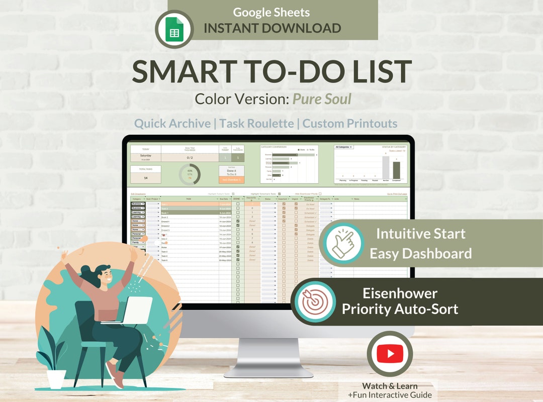 Google Sheets To-do List Template Digital Task & Productivity Planner ...