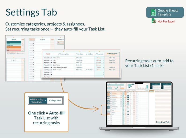 Recurring Tasks Tracker: Googel Sheets To-do List Template | Automated ...