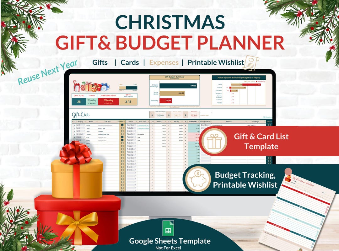 Christmas Gift & Budget Planner for Google Sheets - 2024-2025 (any Year ...