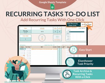 Google Sheets To-do List Template Digital Task & Productivity Planner ...