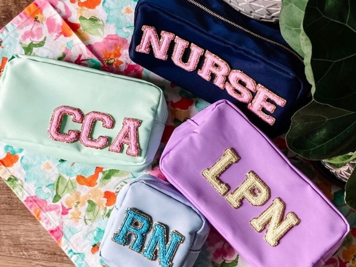 XL Custom Nylon Bag Varsity Letter. Personalized Makeup Bag. Cosmetic ...