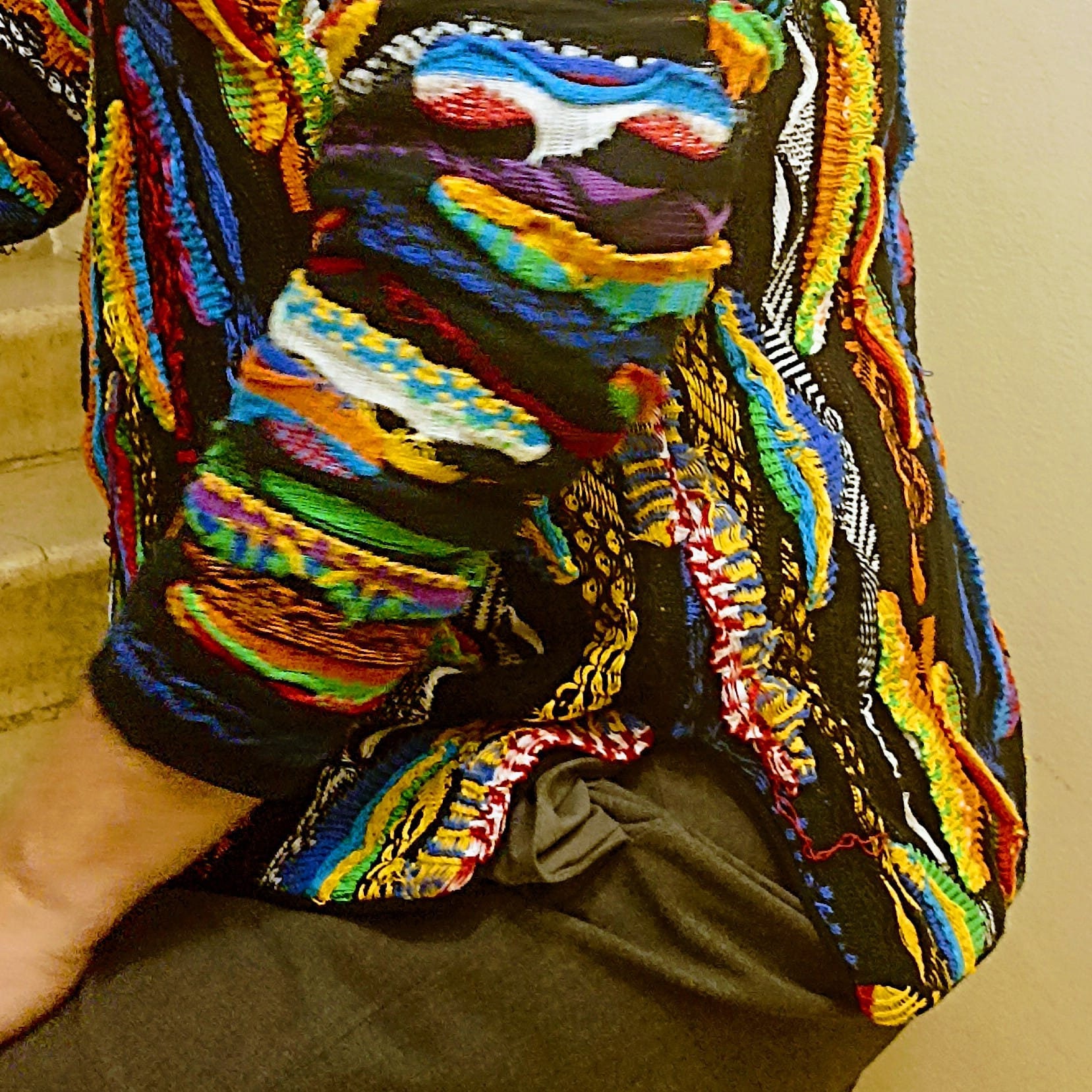 COOGI Australia Sweater Multicolor 3D Textured Chunky Knit 90s Biggie L ...