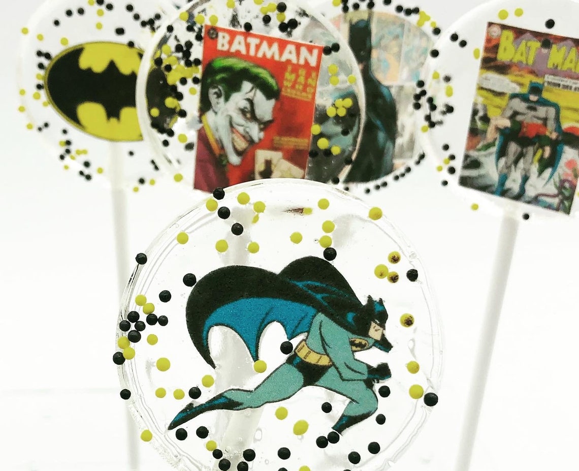 Batman Lollipops Image Lollipops Batman Party Favors Kids | Etsy