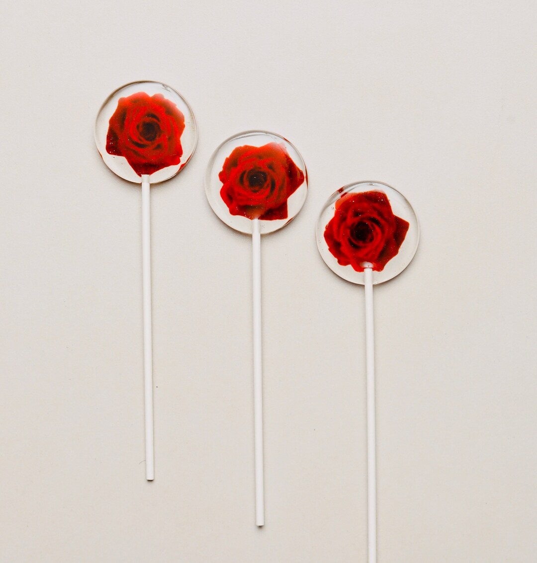 Rose Lollipops, Rose Candy, Rose Favors, Red Rose Lollipops, Flowers ...