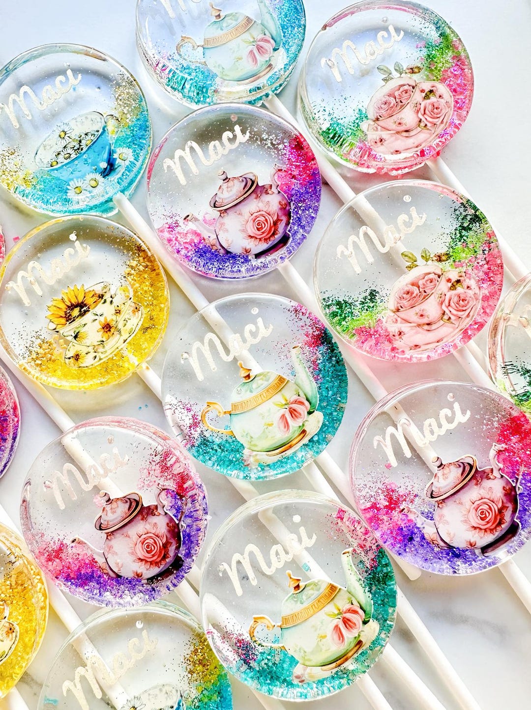 Personalized Tea Party Lollipops: Floral Teacup Favors, Edible Decor - Etsy