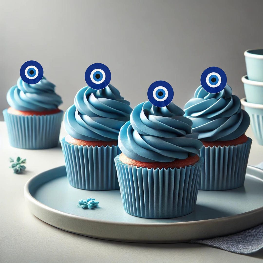 Edible Evil Eye Cake Toppers: Vegan Wafer Paper Decorations - Etsy