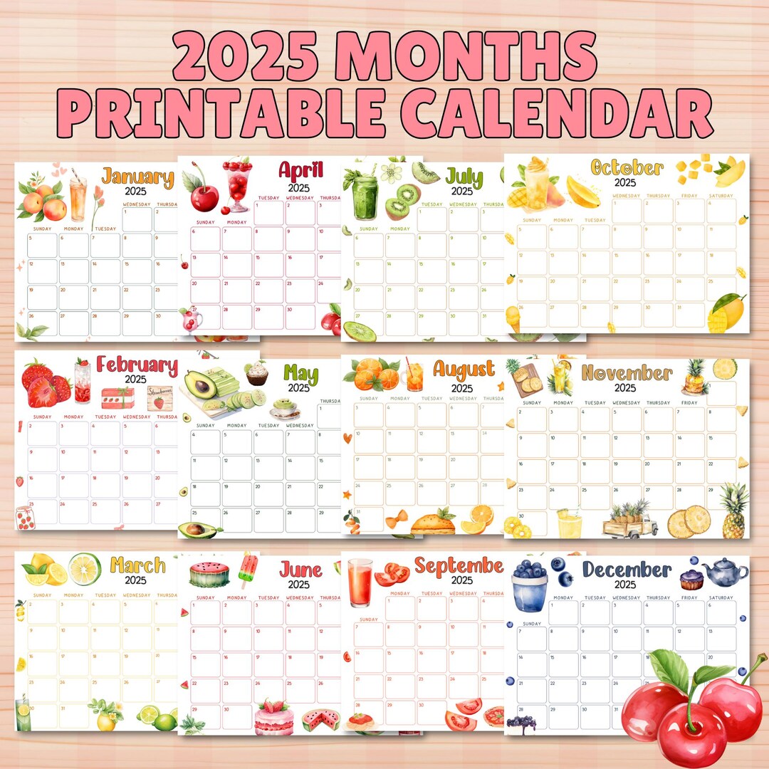 2025 Fruits Calendar | Animated Kids Monthly Planner (PDF) - Etsy