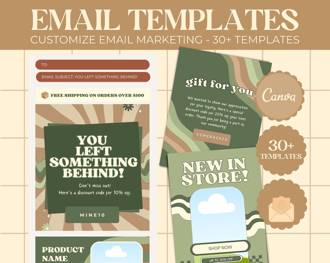 Editable Canva Email Templates | Retro Green Playful Cute | Newsletter ...