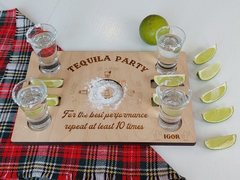 Tequila Shot Flight Wood Tequila Board Personalized T Wedding Favors T For Couples