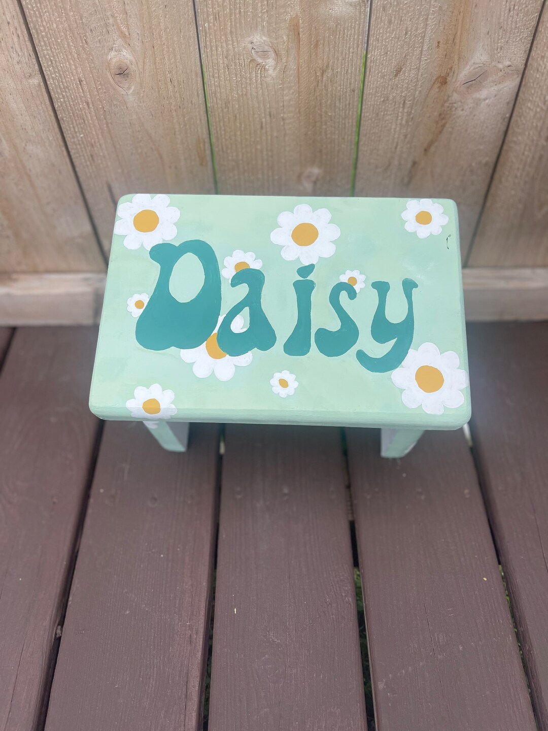 Personalized Hand Painted Retro Daisy Kids Step Stool - Etsy